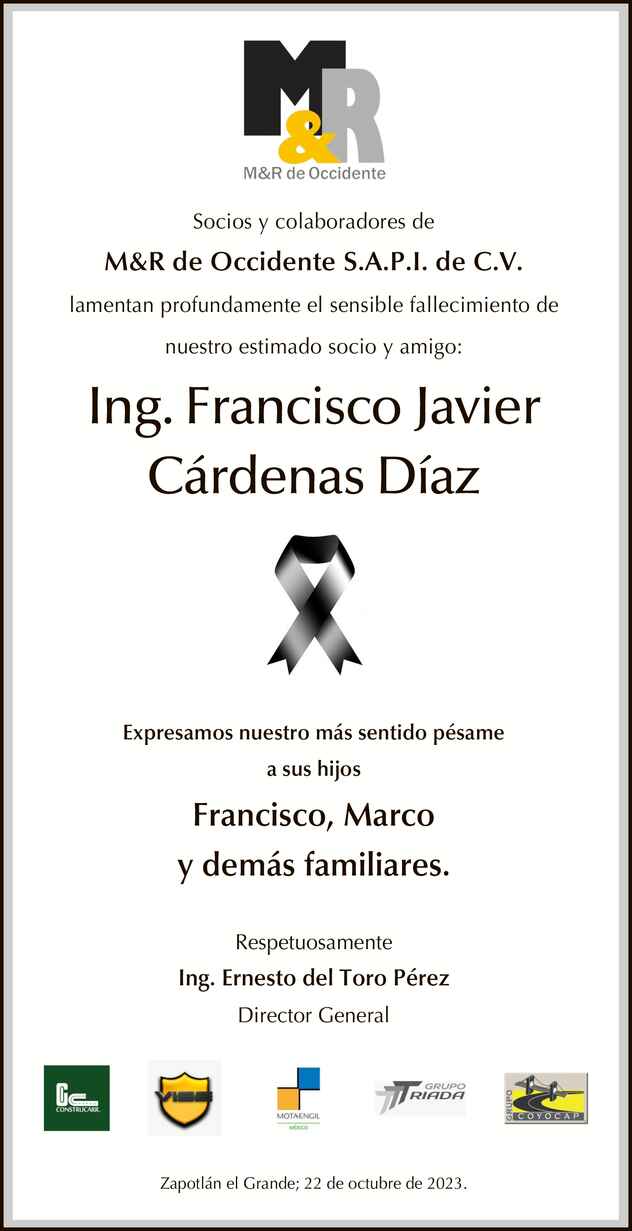 Francisco Javier Cárdenas Díaz Obituario Esquela